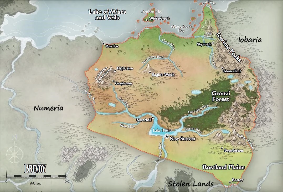 Brevoy National Map in Role Play Gaming Multiverse| World Anvil