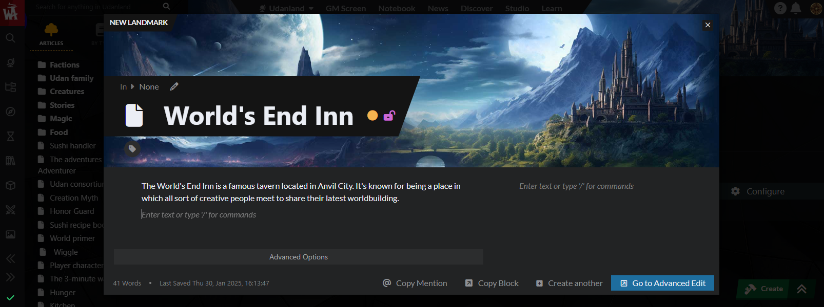 Lesson 1: Get Started with Articles in World Anvil Beginner Tutorials Knowledge Base | World Anvil
